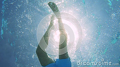 The Sun is Shining and the Man is Floating Underwater Stock Video ...