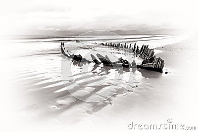 The Sunbeam Ship Wreck In BW Royalty-Free Stock Image | CartoonDealer ...