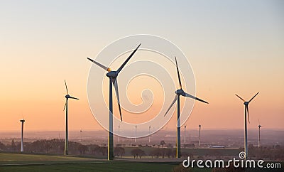 Sundown On A Wind Farm Stock Photo - Image: 51363511