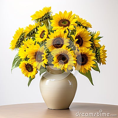 Sunflowers In A Ceramic Pot Isolated On Transparent Background Royalty ...