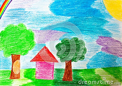 Royalty Free Stock Photo: Sunny day child drawing. Image: 17294885