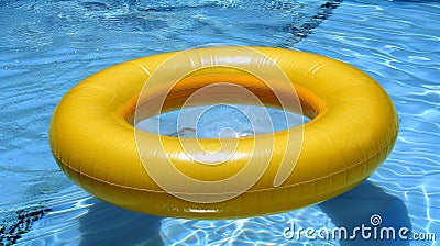 Sunny Yellow Pool Float Drifting In Refreshing Blue Water Of A Serene ...