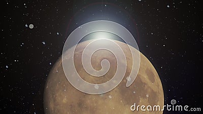 Sunrise on the Moon. Flying in Space To the Moon. Stock Footage - Video ...