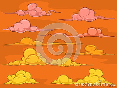 Sunset Cartoon Clouds Stock Vector - Image: 60764884