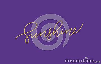 Sunshine Word Lettering Design In Continuous Line Drawing Stock Photo ...