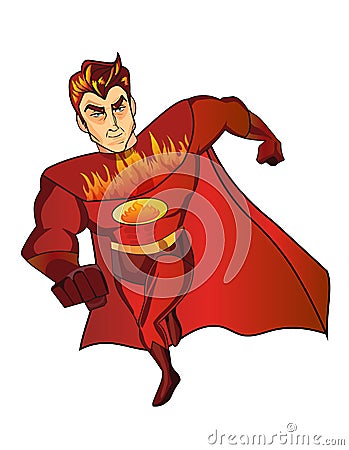 Super Hero Fireman Cartoon Illustration. Retro Style. | CartoonDealer ...