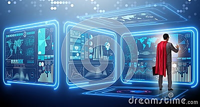 The Superhero In Data Management Concept Stock Image | CartoonDealer ...