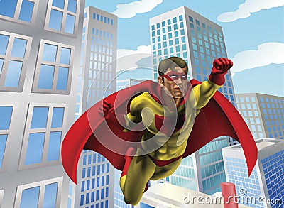 Superhero Flying Through City Royalty Free Stock Images - Image: 17788389