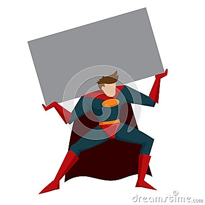 Superhero Lifting Heavy Box Vector Illustration | CartoonDealer.com ...
