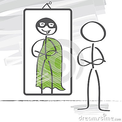 Superhero And The Mirror Stock Illustration - Image: 72753403
