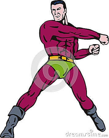 Superhero Punching Vector Illustration | CartoonDealer.com #7161422