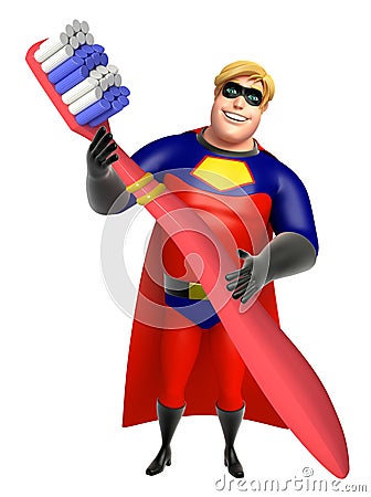 Superhero With Tooth Brush Stock Illustration | CartoonDealer.com #77553100