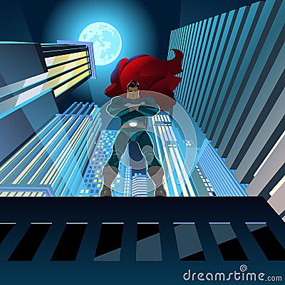 Superhero Watching Over City Stock Vector - Image: 55494057