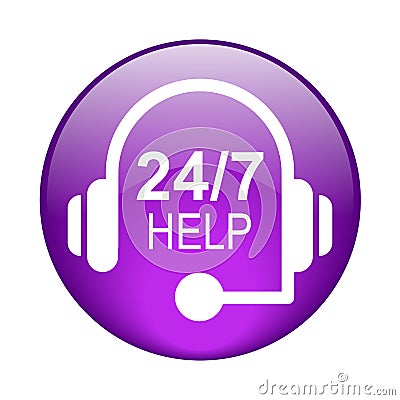 Support Help 24 Hrs Icon Stock Image | CartoonDealer.com #164300707