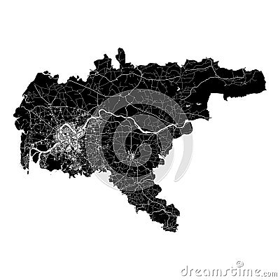 Surat, India, Black And White High Resolution Vector Map Stock Photo ...