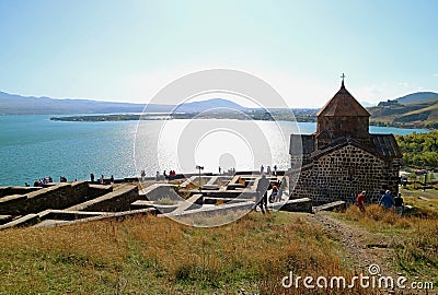 Surb Arakelots Or Church Of The Holy Apostles Facing Lake Sevan, Sevanavank Monastery In Armenia ...