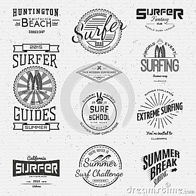 Surf Badges Logos And Labels For Any Use Vector Illustration ...