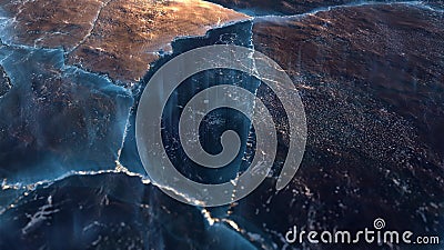 Surface of the ice stock footage. Video of crack, lake - 161558952