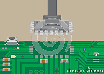 Surface Mount Technology Component Placement Vector Illustration | CartoonDealer.com #55663432