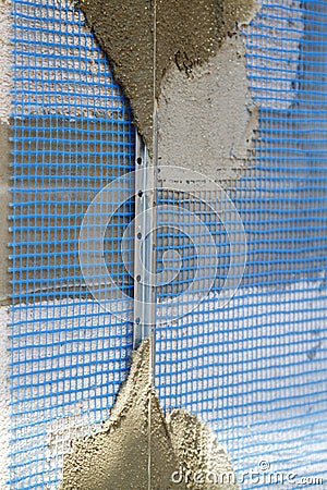 Surface Of Wall With Applied Construction Grid And Guides For Plaster ...