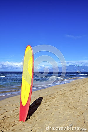Surfboard On Hawaiian Beach Stock Images - Image: 22998824