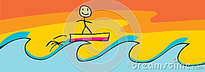 Surfing Stick Figure Royalty Free Stock Photos - Image: 22220058