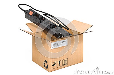 Surge Protector Or Spike Suppressor Inside Cardboard Box, Delivery ...