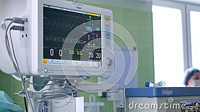 Surgical Anesthesia Machine in Operating Room Shows Indicators of Life ...