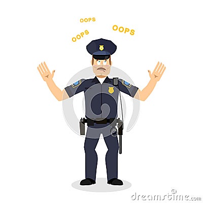 Police Officer Surprised Isolated. Policeman Astonished Emotion Stock ...