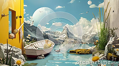 Surreal Collage Of Everyday Objects In Unusual Settings Royalty-Free ...