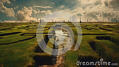 Surreal Labyrinth Concept With Magic Maze And Ancient Pathway. Stock ...