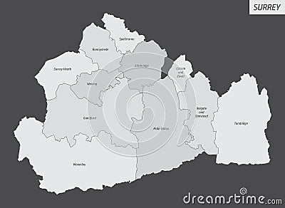 Surrey County Administrative Map Vector Illustration | CartoonDealer ...