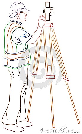 Surveyor Measuring Land Vector Illustration | CartoonDealer.com #45193072