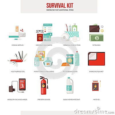 Survival Kit Stock Vector - Image: 59189318