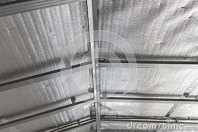 Suspended Ceiling Of The Attic With Reflective Heat Barrier Royalty ...