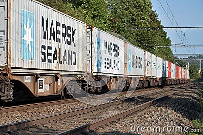 Svitavy, Czech Republic - 20.4.2019: Freight Train With Container ...
