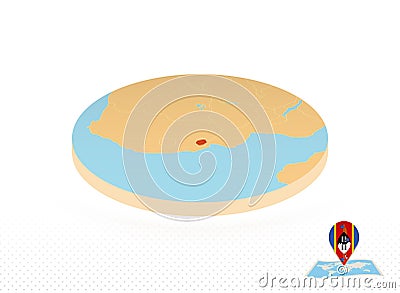 Swaziland Map Designed In Isometric Style, Orange Circle Map Cartoon ...