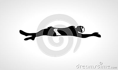 Swimmer Backstroke Vector Black Silhouette Isolated On White ...