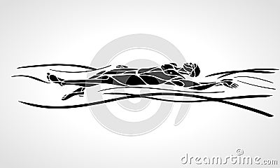 Swimmer Backstroke Vector Black Silhouette | CartoonDealer.com #103563574
