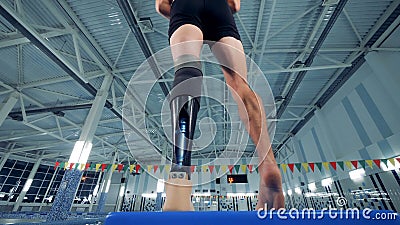 A Swimmer with a Leg Prosthesis, Bottom View. Stock Video - Video of ...