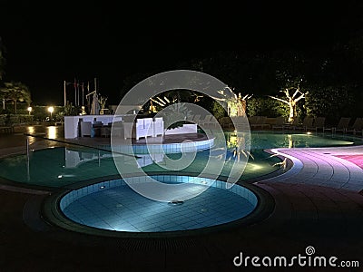 Swimming Pool By Night Stock Photo - Image: 73161569