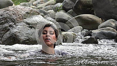 Swimming in a River stock footage. Video of estuary, female - 61605036