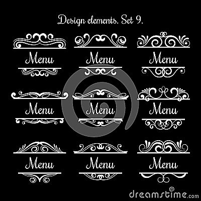 Swirl Menu Text Labels. Vector Flourish Vintage Decoration Calligraphic ...