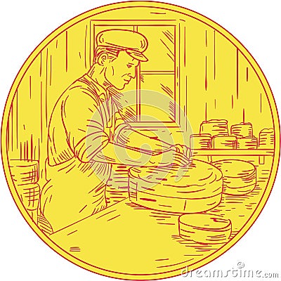 Swiss Cheesemaker Traditional Cheese Circle Drawing Royalty-Free ...