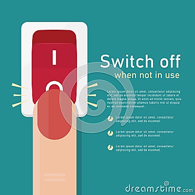 Switch Off When Not In Use Concept With The Finger Is Pressing To ...