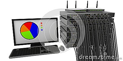 Switch Rack With Cables And Routers Stock Image - Image: 13118651