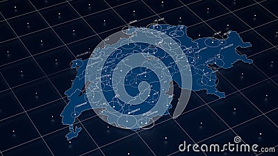 Switzerland Blue Map Big Data Visualization. Futuristic Map Infographic ...