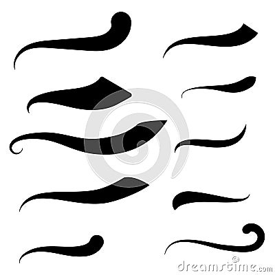 Swoosh And Swash Text Tails Vector Set. Font Tail Swirls Typography ...