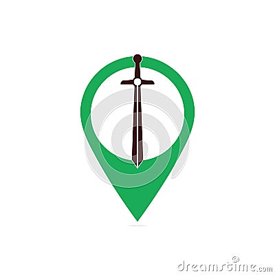 Sword Map Point Shape Concept Illustration Cartoon Vector ...