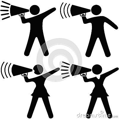 Symbol People Cheerleader Megaphone Cartoon Vector | CartoonDealer.com ...